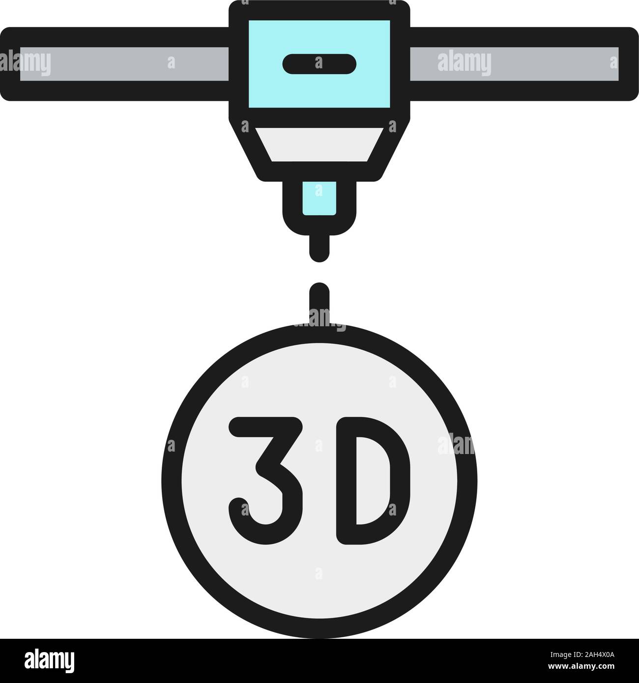3d modeling, industrial printer, 3 dimensional model flat color line ...
