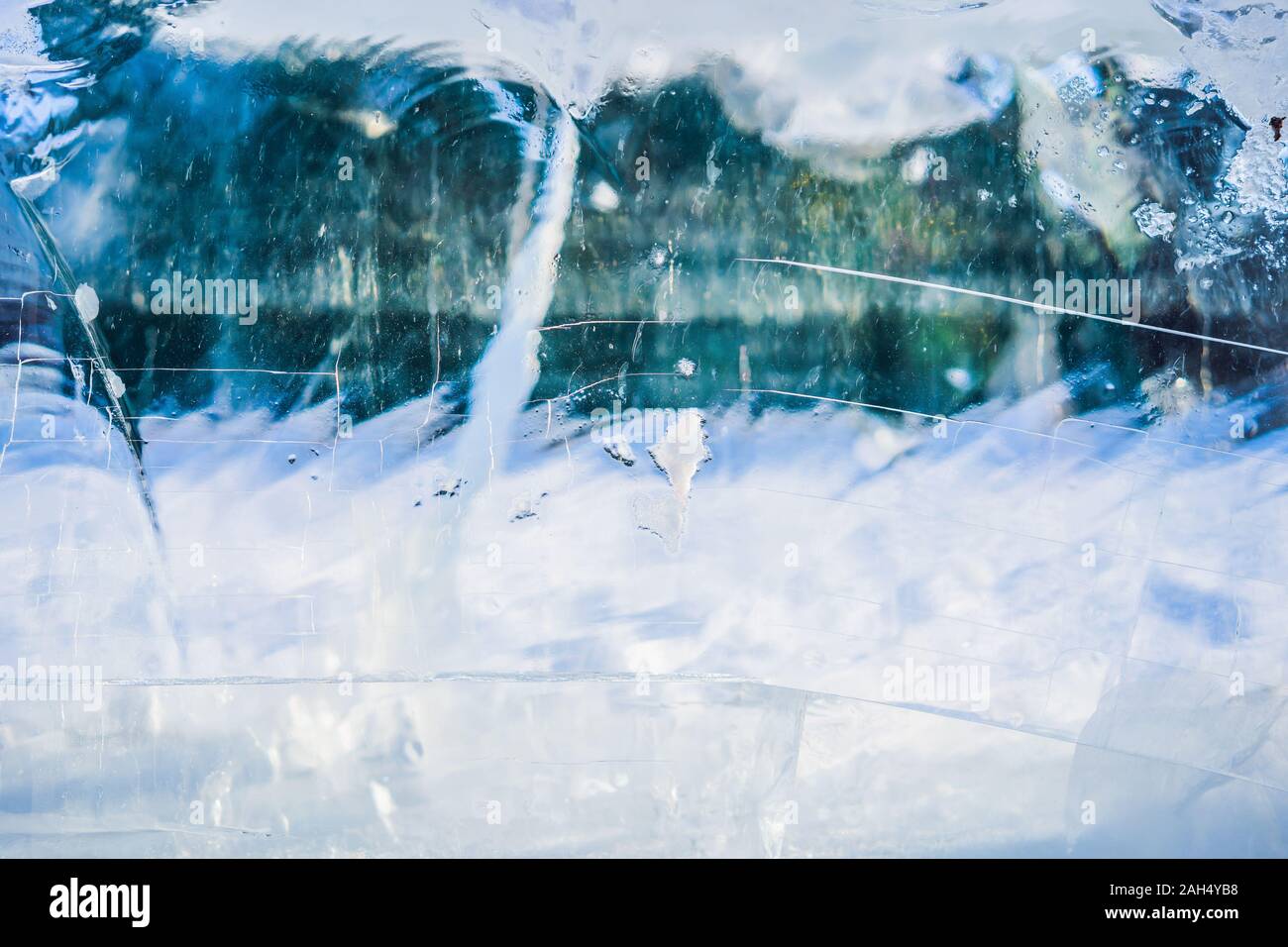 Blue ice surface with scratches. Abstract background of ice structure ...