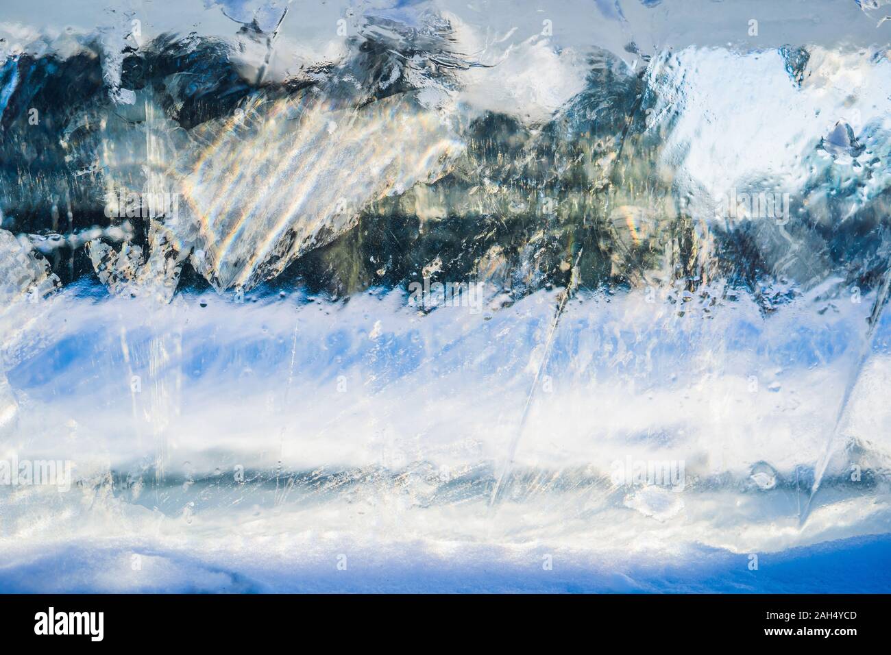 Blue ice surface with scratches. Abstract background of ice structure ...