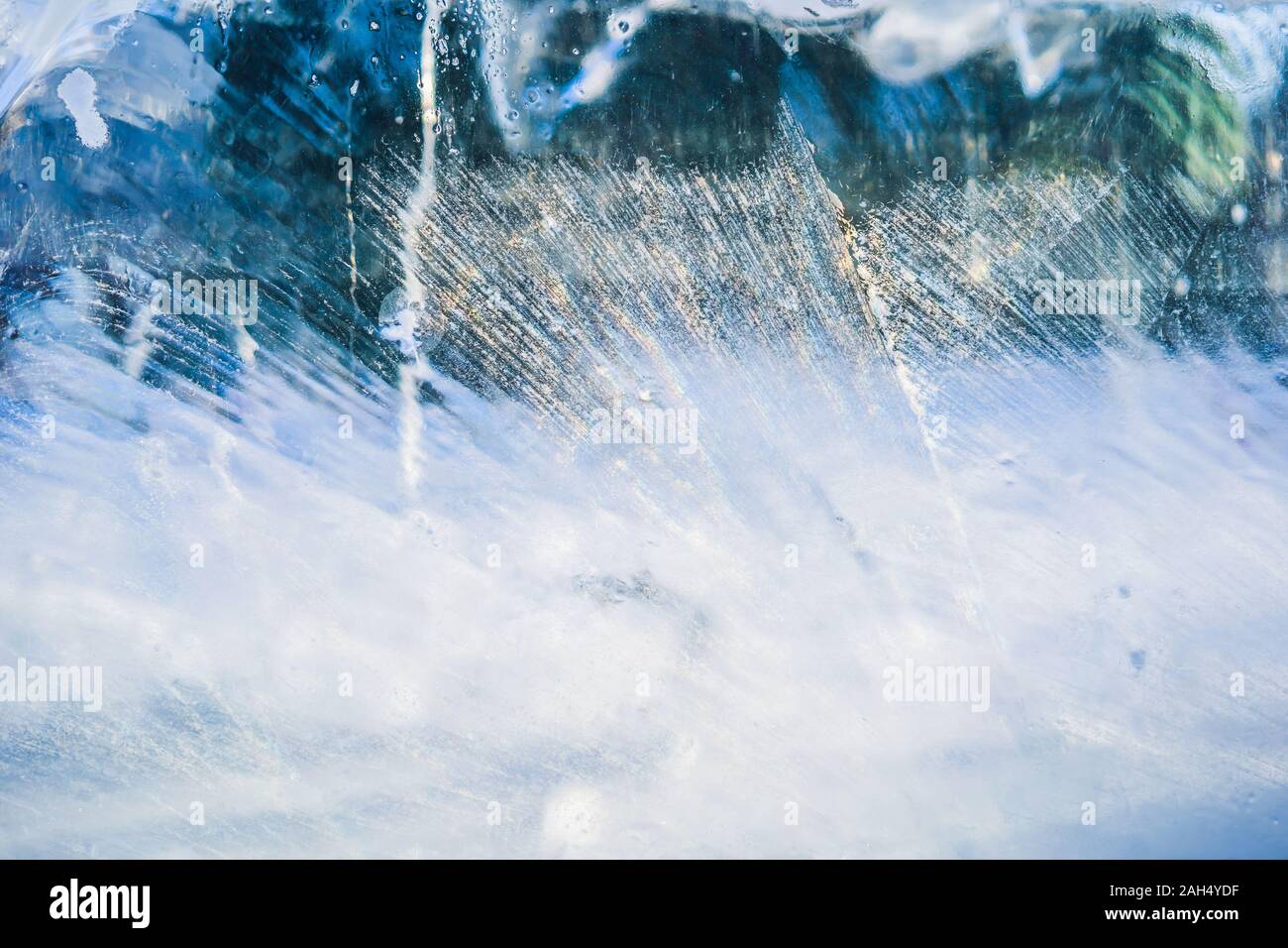 Blue ice surface with scratches. Abstract background of ice structure ...