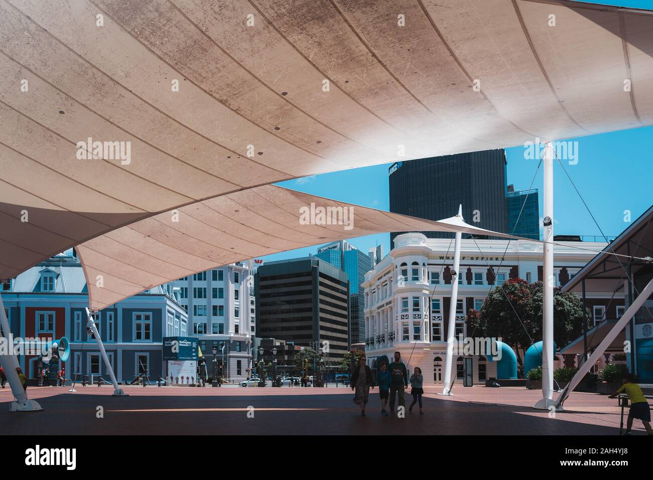 Downtown Wellington City waterfront view in the capital of New Zealand ...
