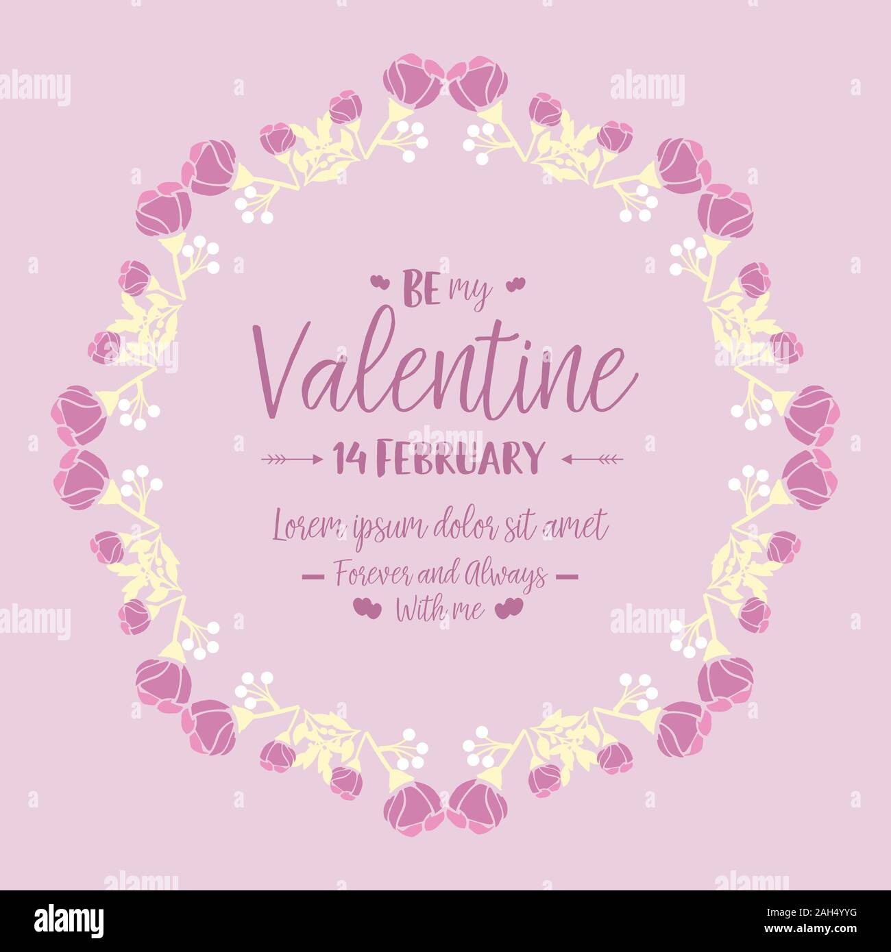 Happy valentine seamless cards, with pink and white wreath frame design ...
