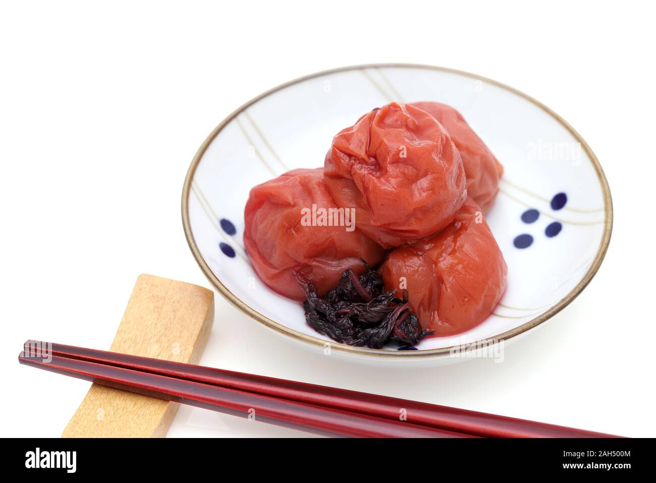 Japanese food, salted Umeboshi on white background Stock Photo - Alamy