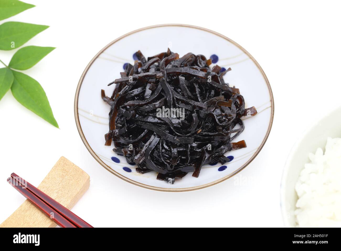 Japanese food, Tsukudani of konbu on white background Stock Photo - Alamy