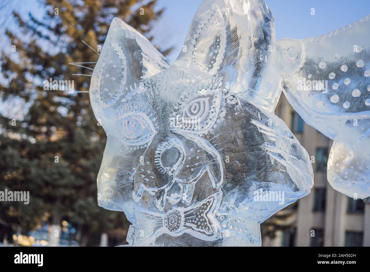 Ice statue made of ice on a frosty winter day Stock Photo - Alamy
