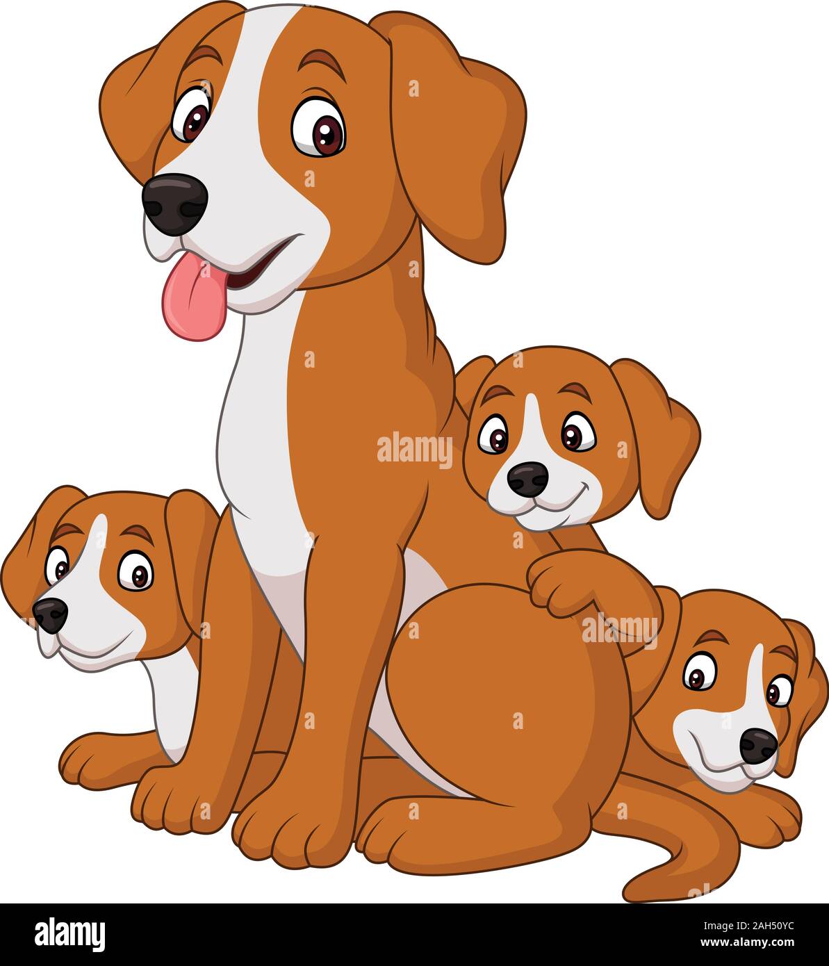 Cartoon mother dog with her cute puppies Stock Vector Image & Art - Alamy