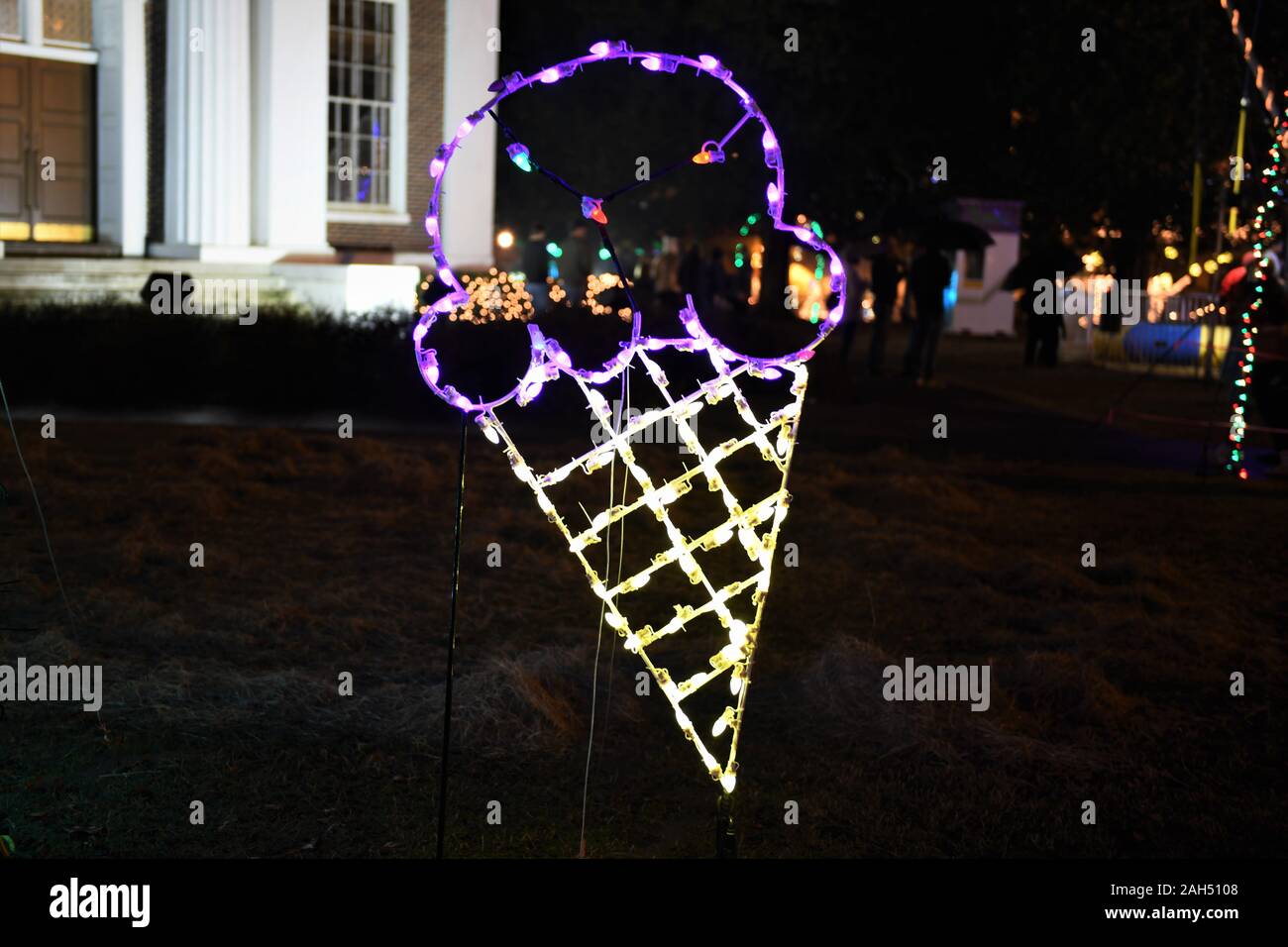 Ice cream cone up in lights Stock Photo - Alamy