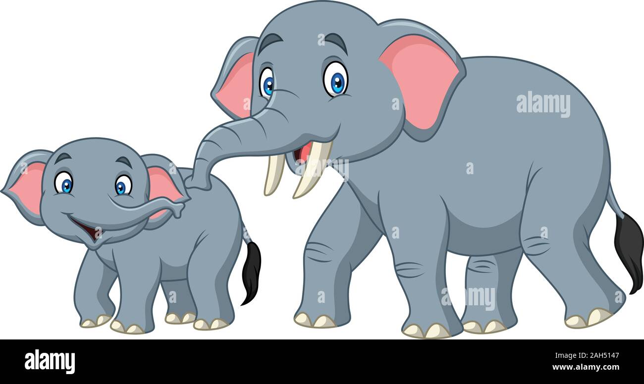 Cartoon happy mother and baby elephant Stock Vector Image & Art - Alamy