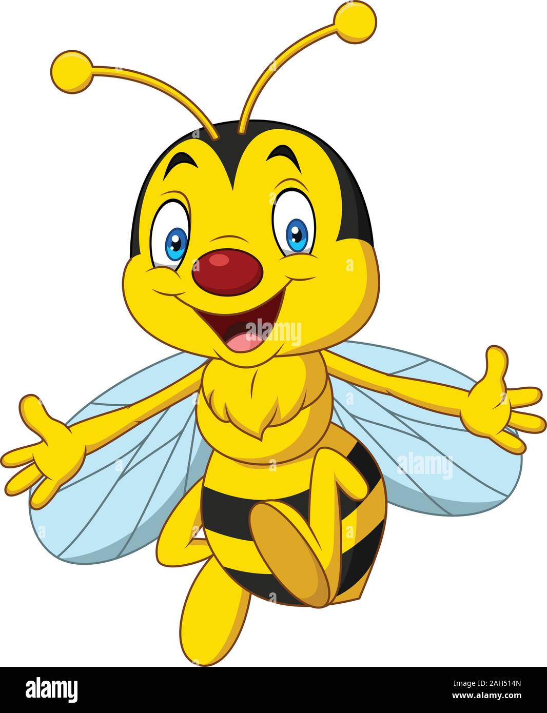 Cartoon happy bee isolated on white background Stock Vector Image & Art ...