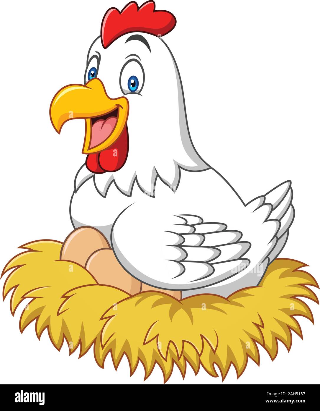 Cartoon hen in nest with egg Stock Vector Image & Art - Alamy