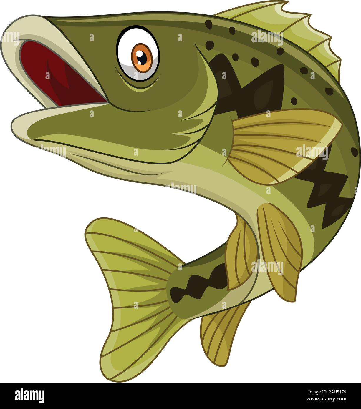 Cartoon bass fish isolated on white background Stock Vector Image & Art ...