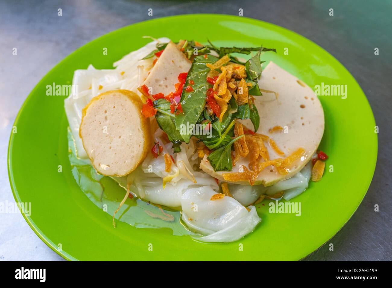 Fresh cooked Vietnamese flavored steamed rice pancake rolls- Banh Uot ...