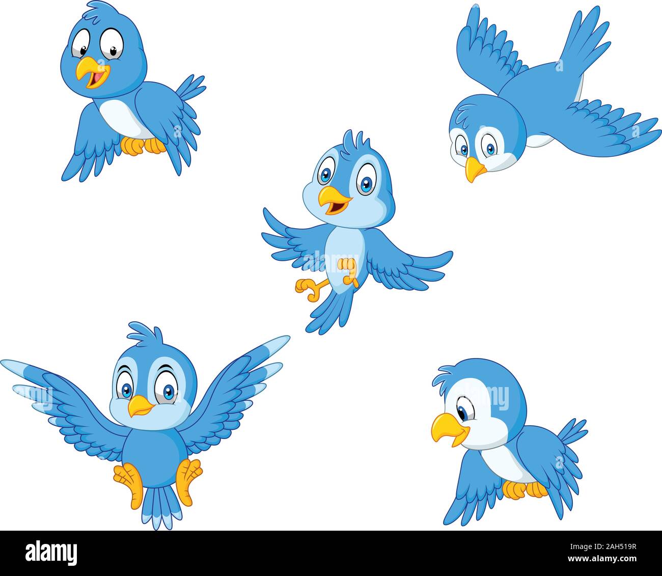 Cartoon blue bird collection set Stock Vector Image & Art - Alamy