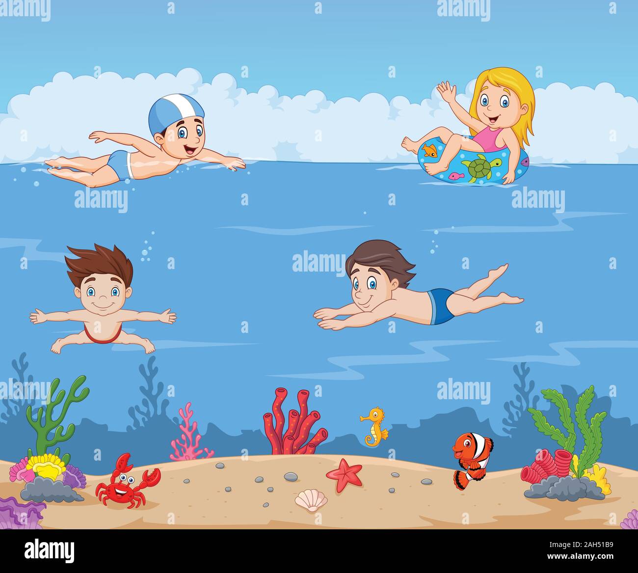 Child girl swimming pool underwater Stock Vector Images - Alamy