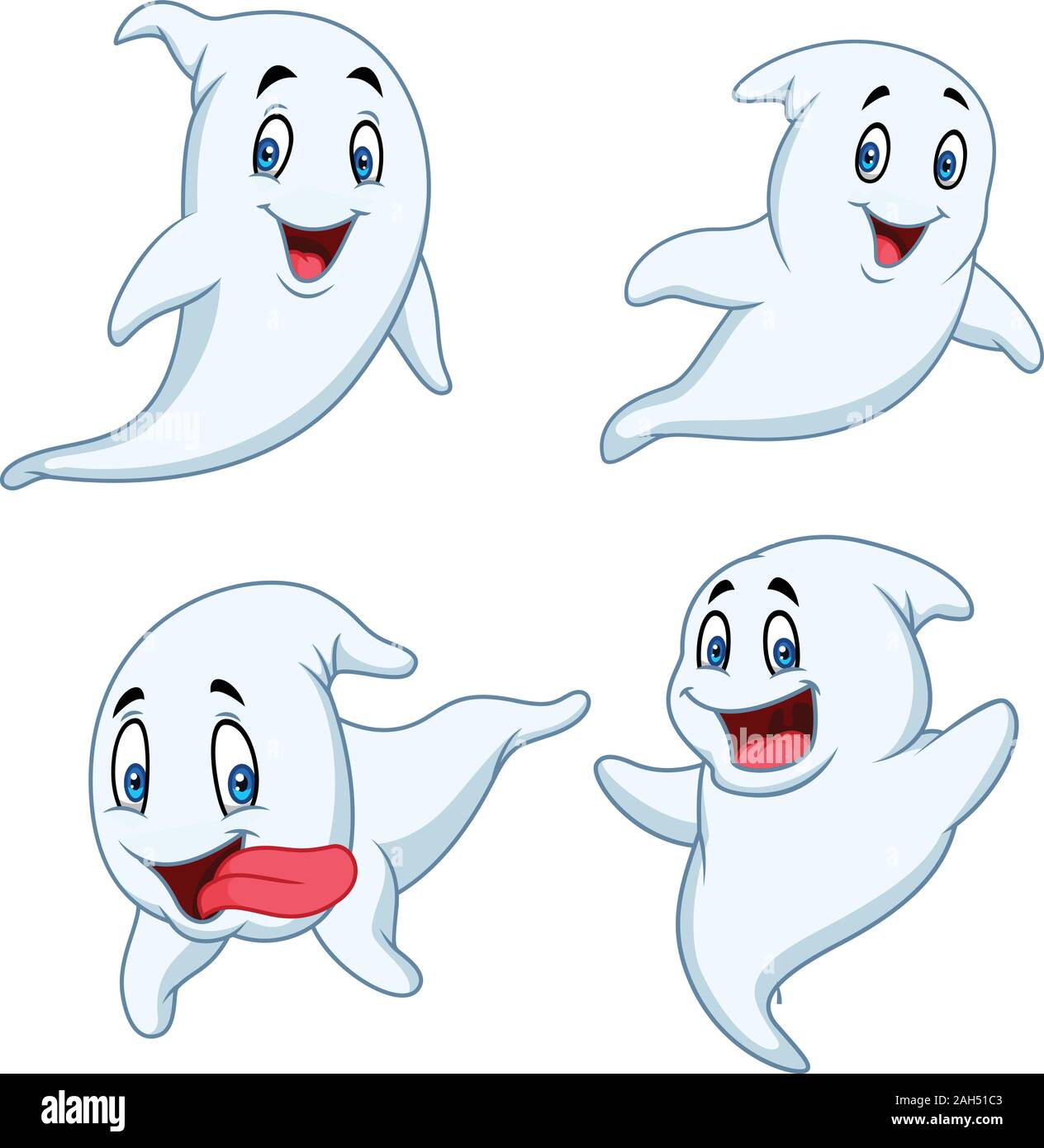 Cartoon ghost collection set isolated on white background Stock Vector ...