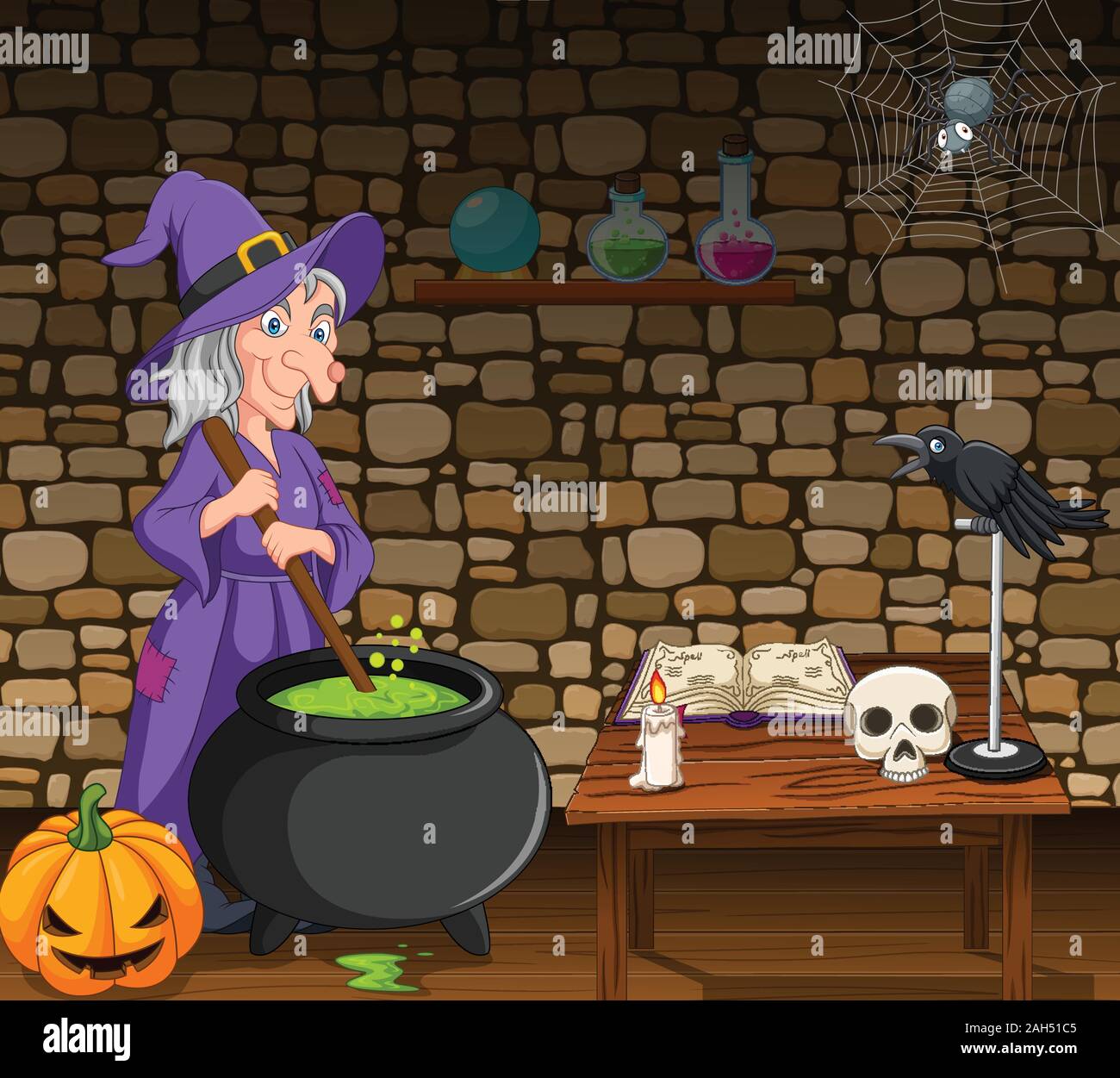 Witch Stirring Cauldron