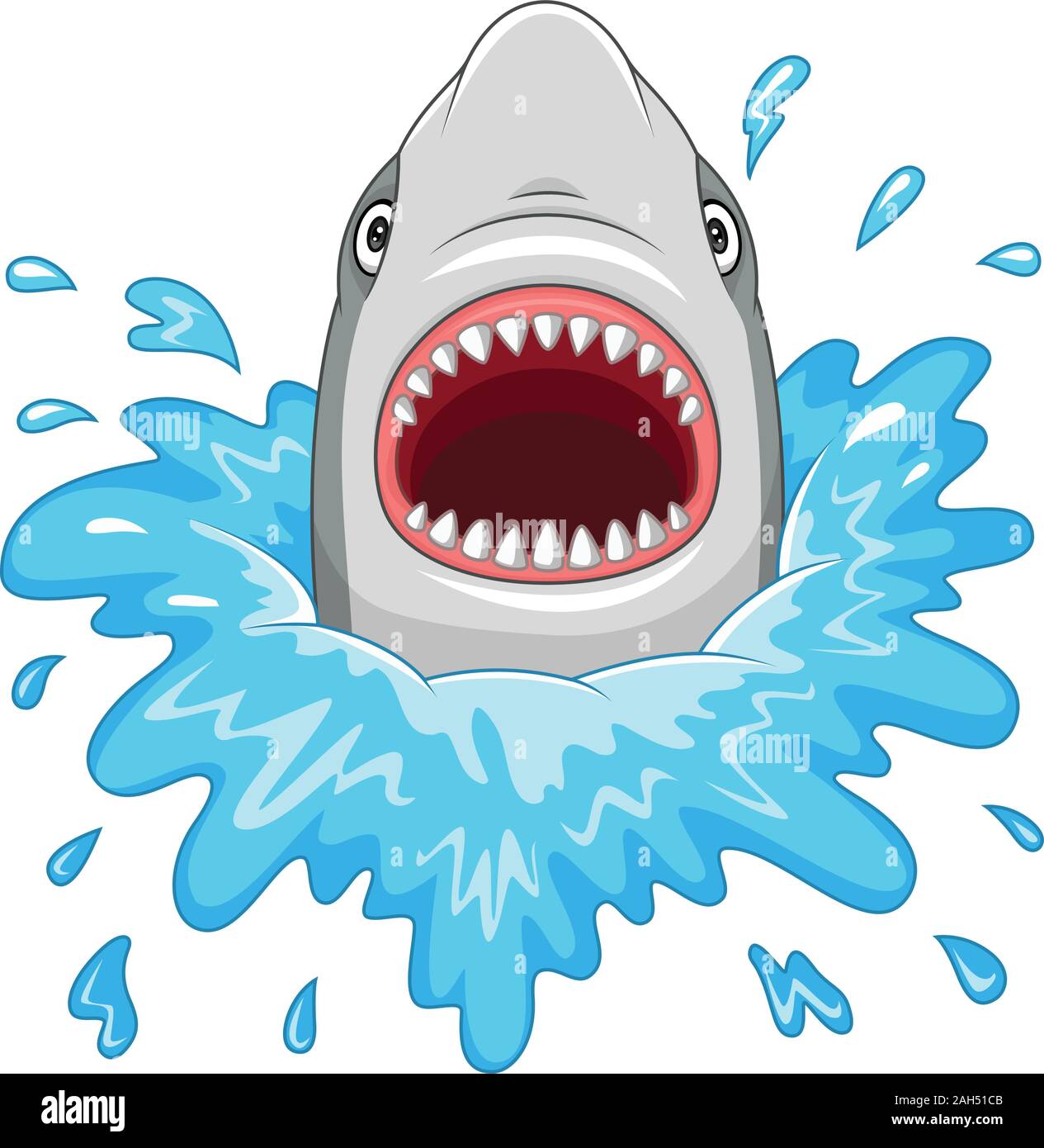 Cartoon shark with open jaws isolated on a white background Stock ...
