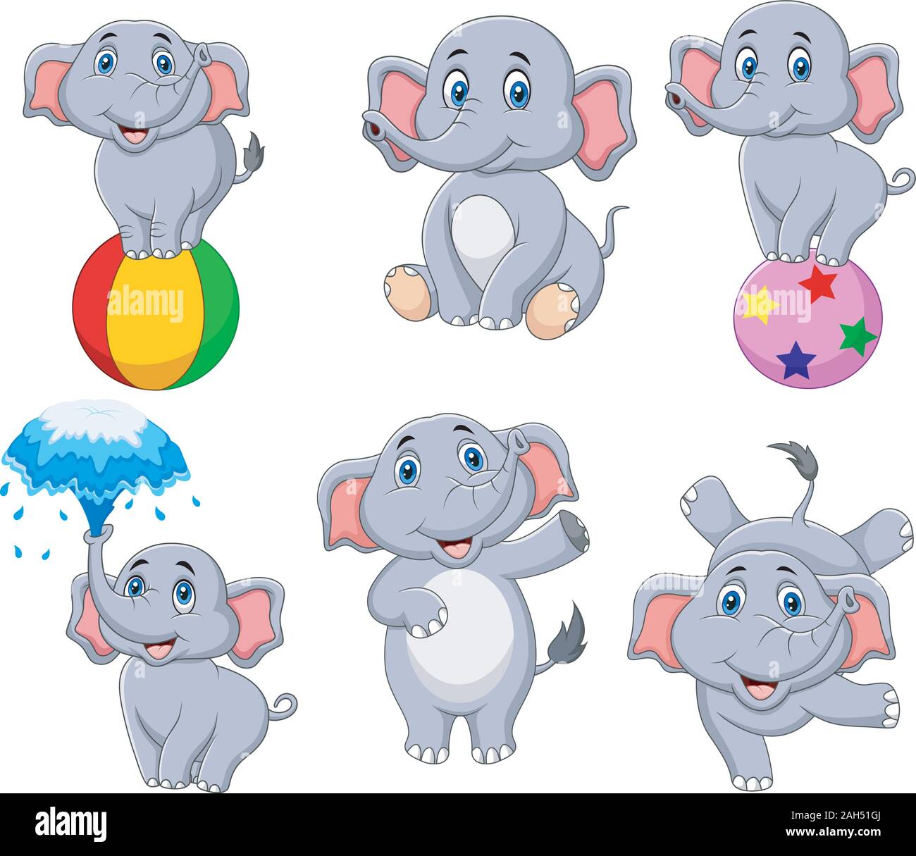Cartoon elephants collection with different actions Stock Vector Image ...