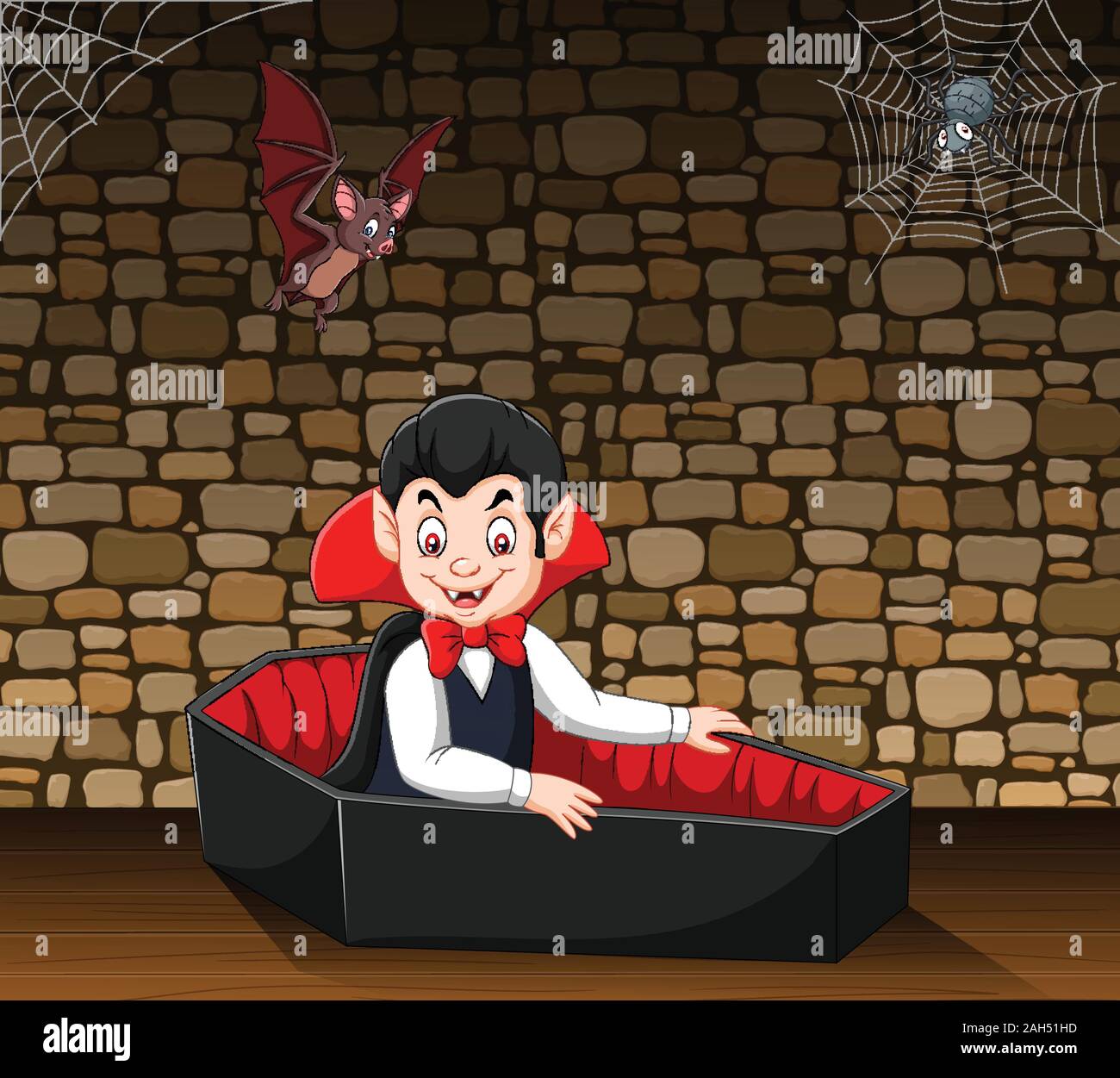 Cartoon happy vampire in his coffin Stock Vector Image & Art - Alamy