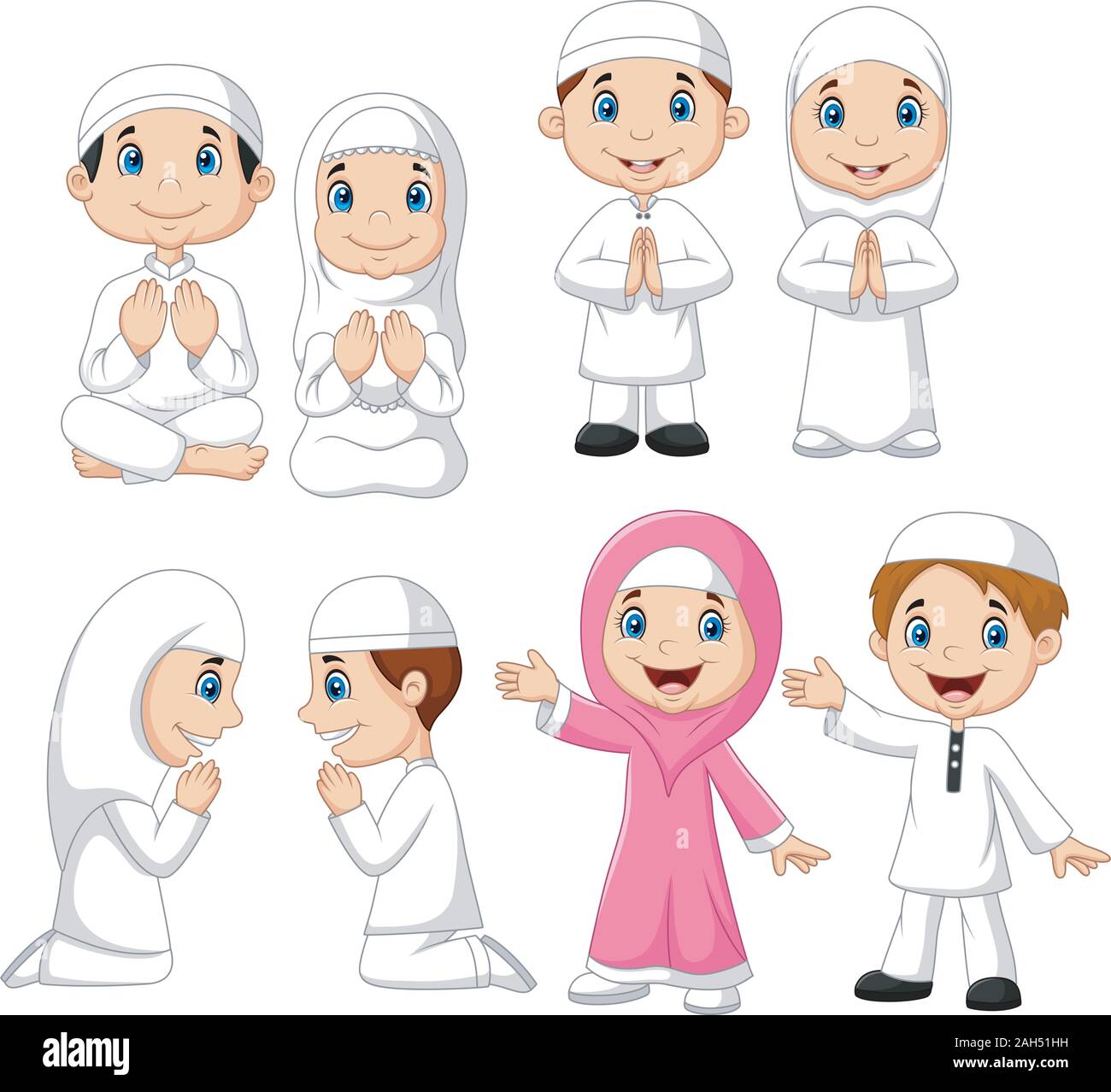 Cartoon Muslim kid collection set Stock Vector Image & Art - Alamy