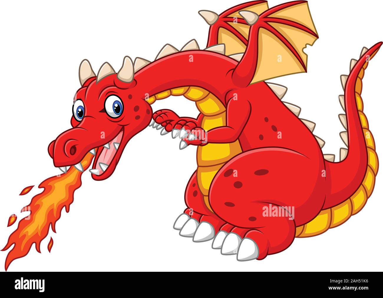 Cartoon dragon posing with fire Stock Vector Image & Art - Alamy