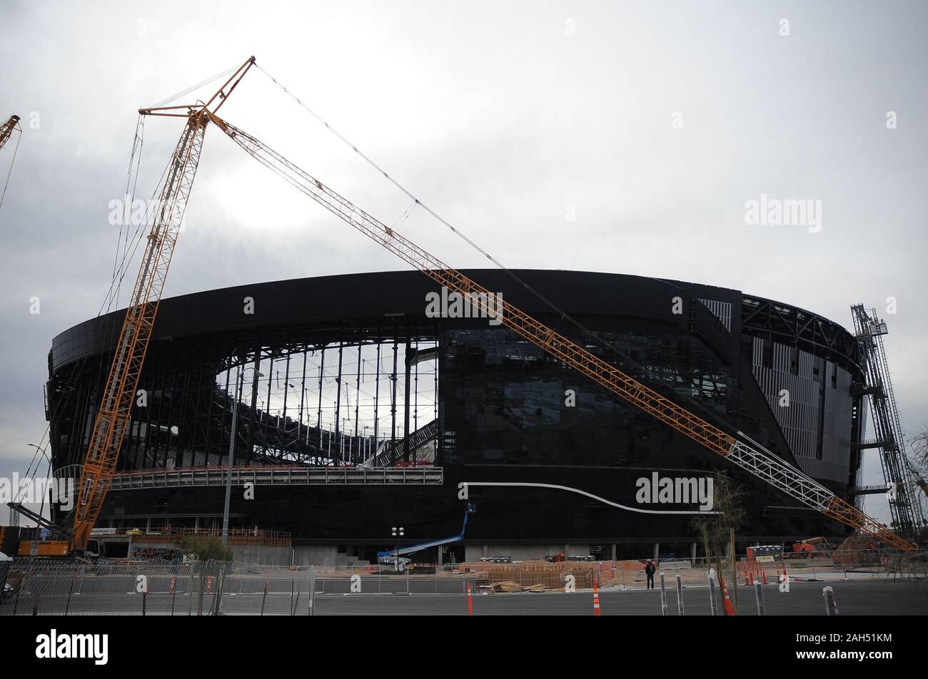 General overall view of the construction site of Allegiant Stadium ...