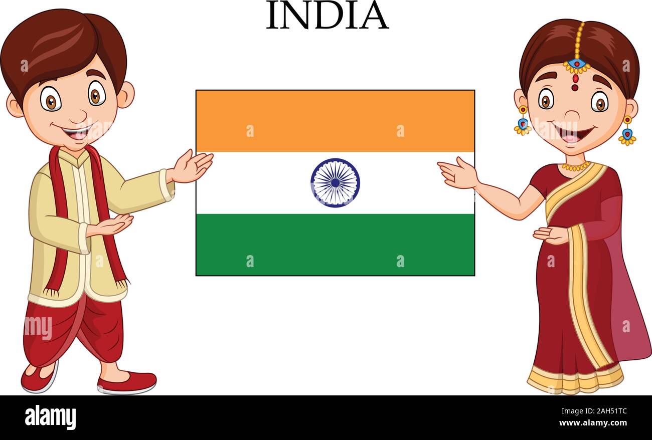 Cartoon indian girl wearing traditional hi-res stock photography and ...