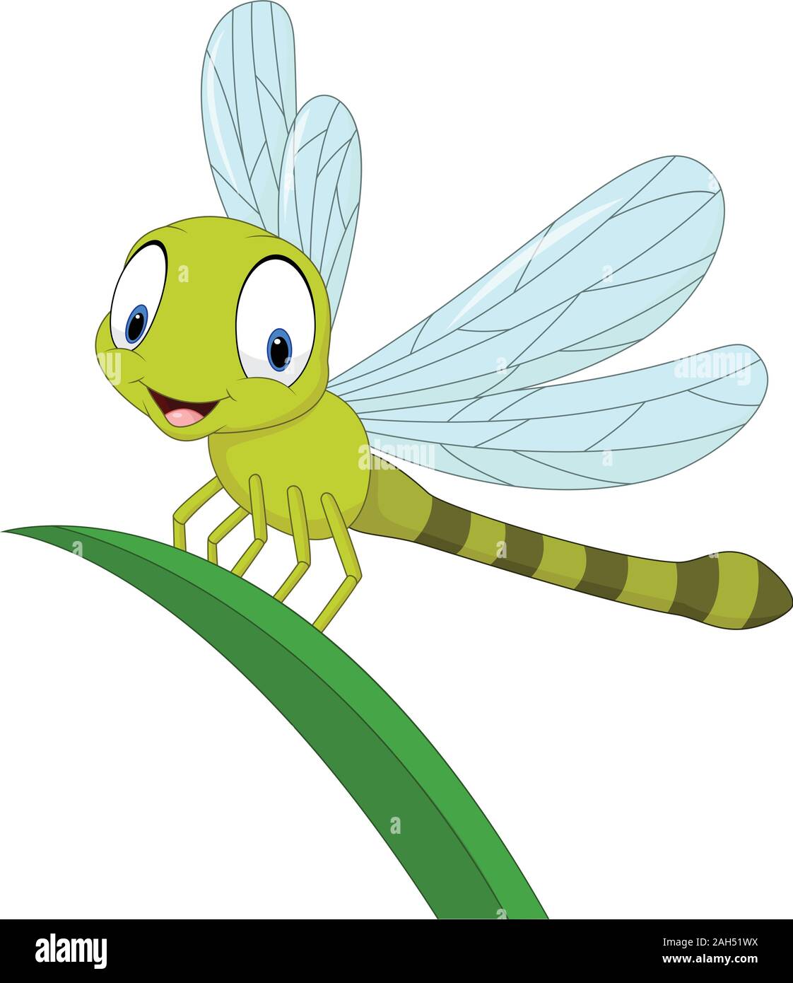 Cartoon funny dragonfly on leaf Stock Vector Image & Art - Alamy