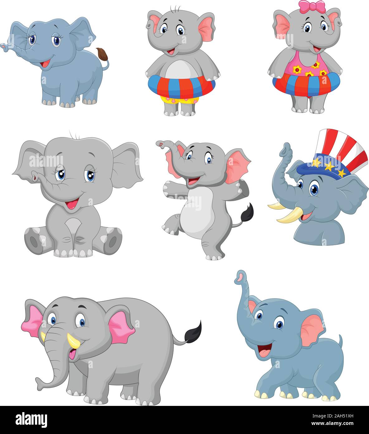 Cartoon elephants collection set Stock Vector Image & Art - Alamy