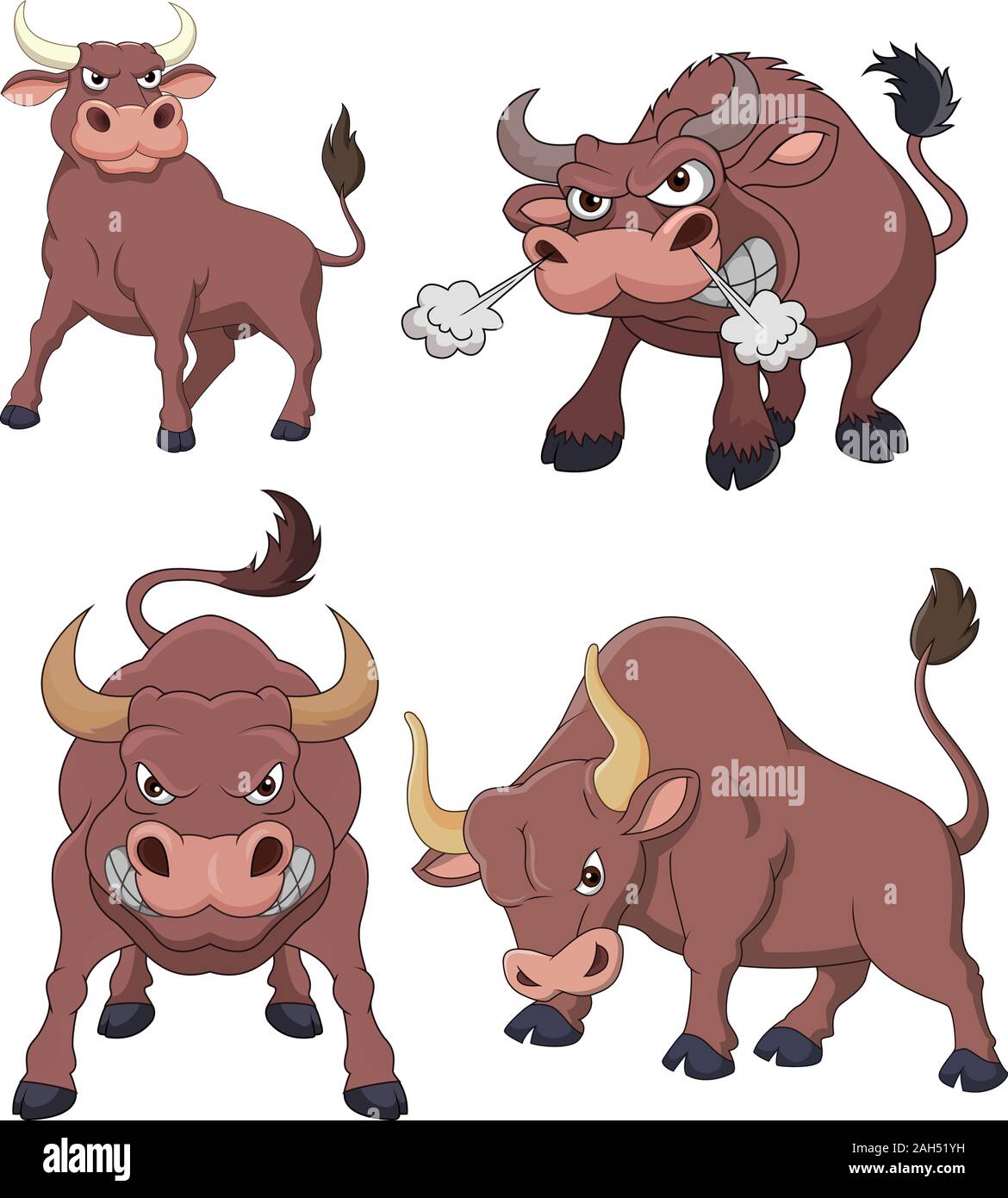 Cartoon angry bull collection set Stock Vector Image & Art - Alamy
