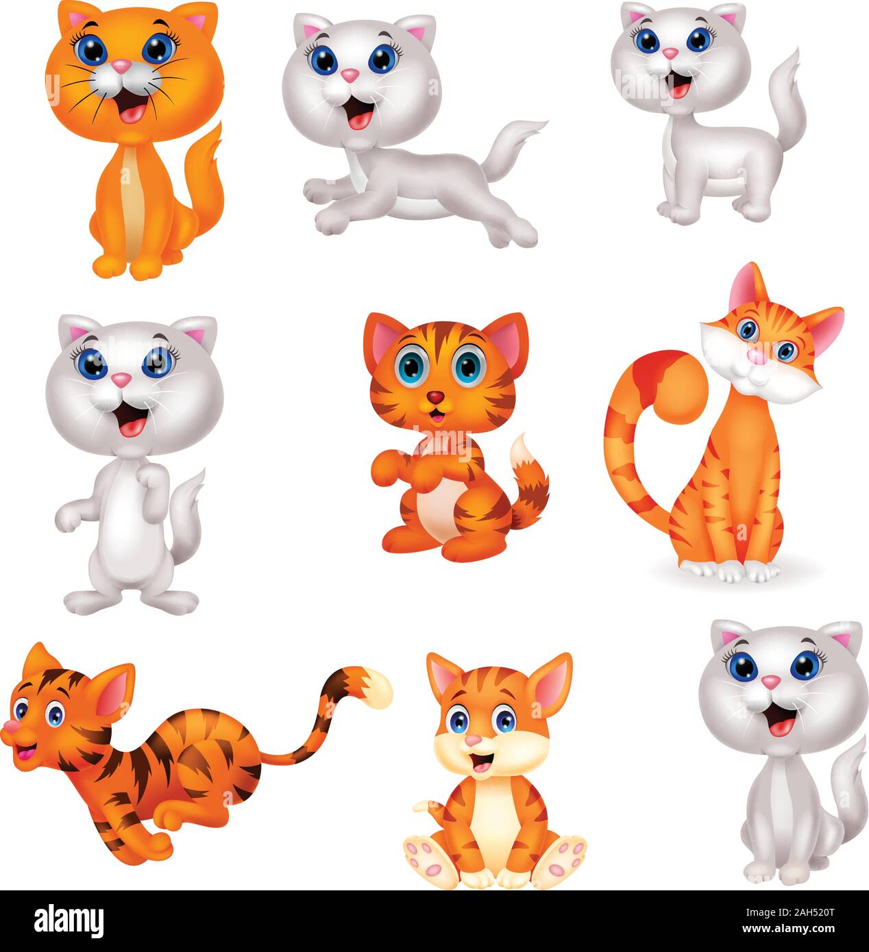 Cute cats cartoon collection set Stock Vector Image & Art - Alamy