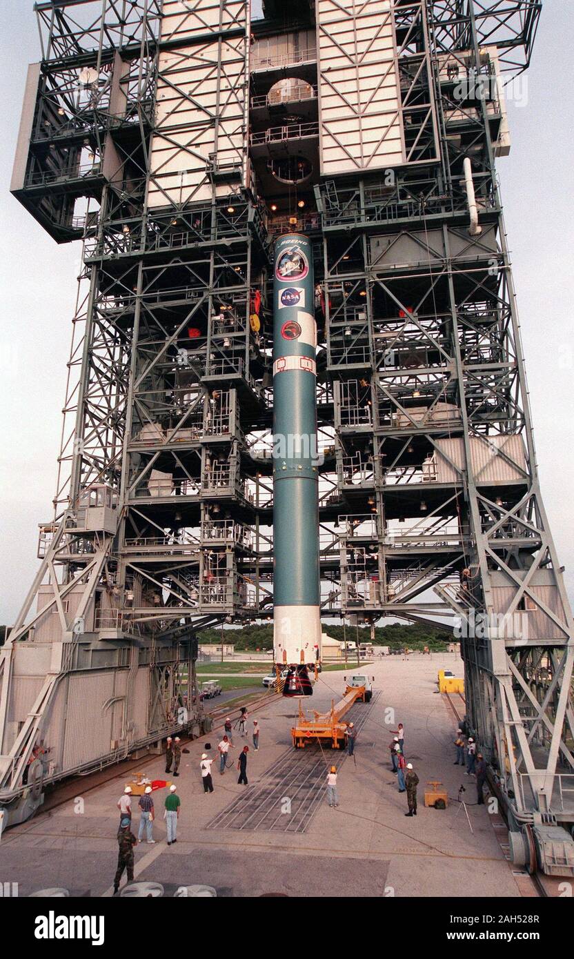 The first stage of Boeing's Delta 7326 rocket, which will be used to launch the Deep Space 1 ...