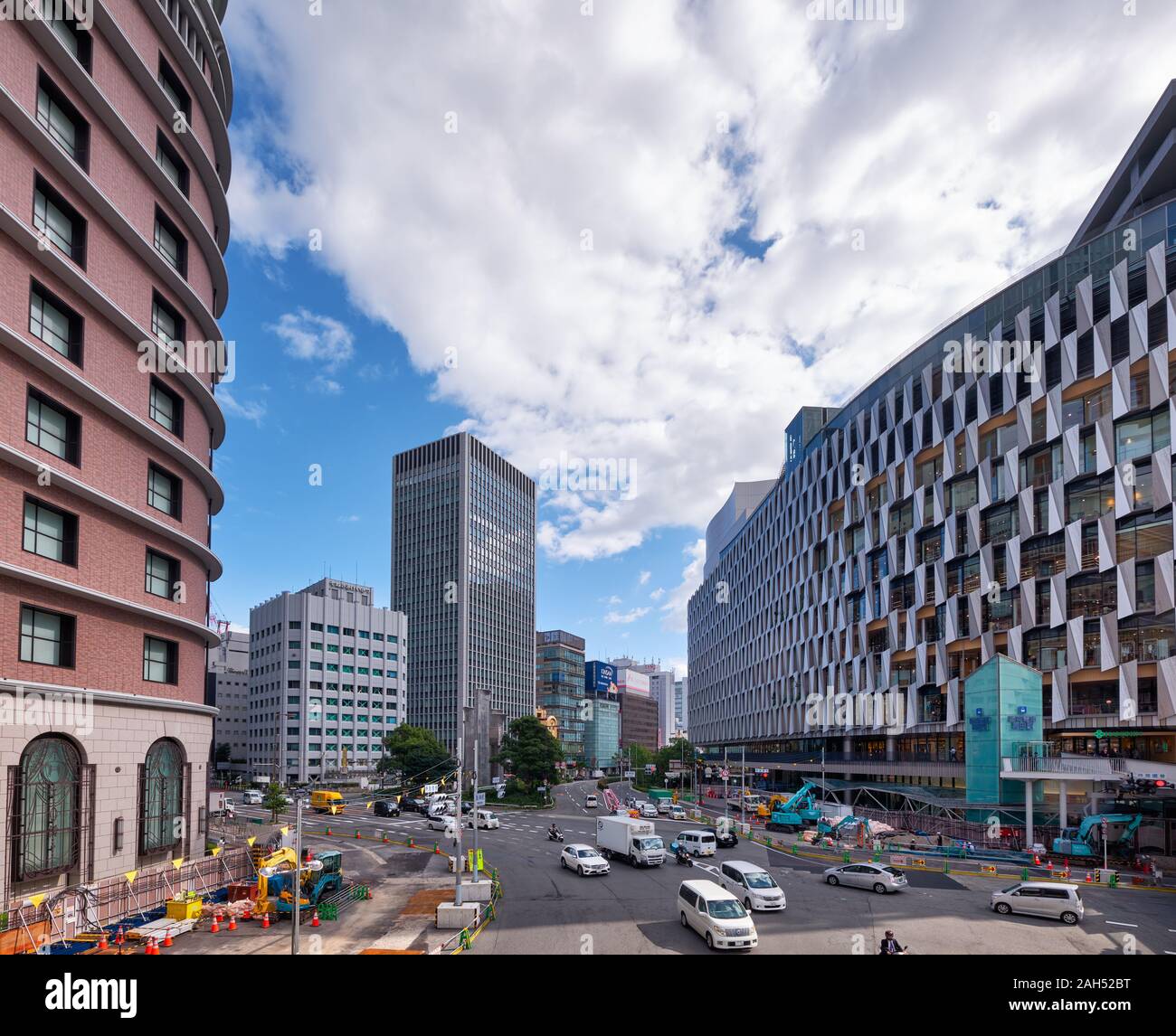 OSAKA, JAPAN - OCTOBER 15, 2019: The modern high-rise buildings and ...