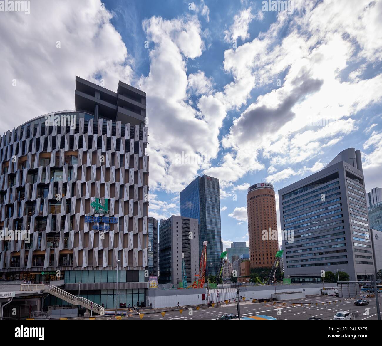 OSAKA, JAPAN - OCTOBER 15, 2019: The modern high-rise buildings and ...