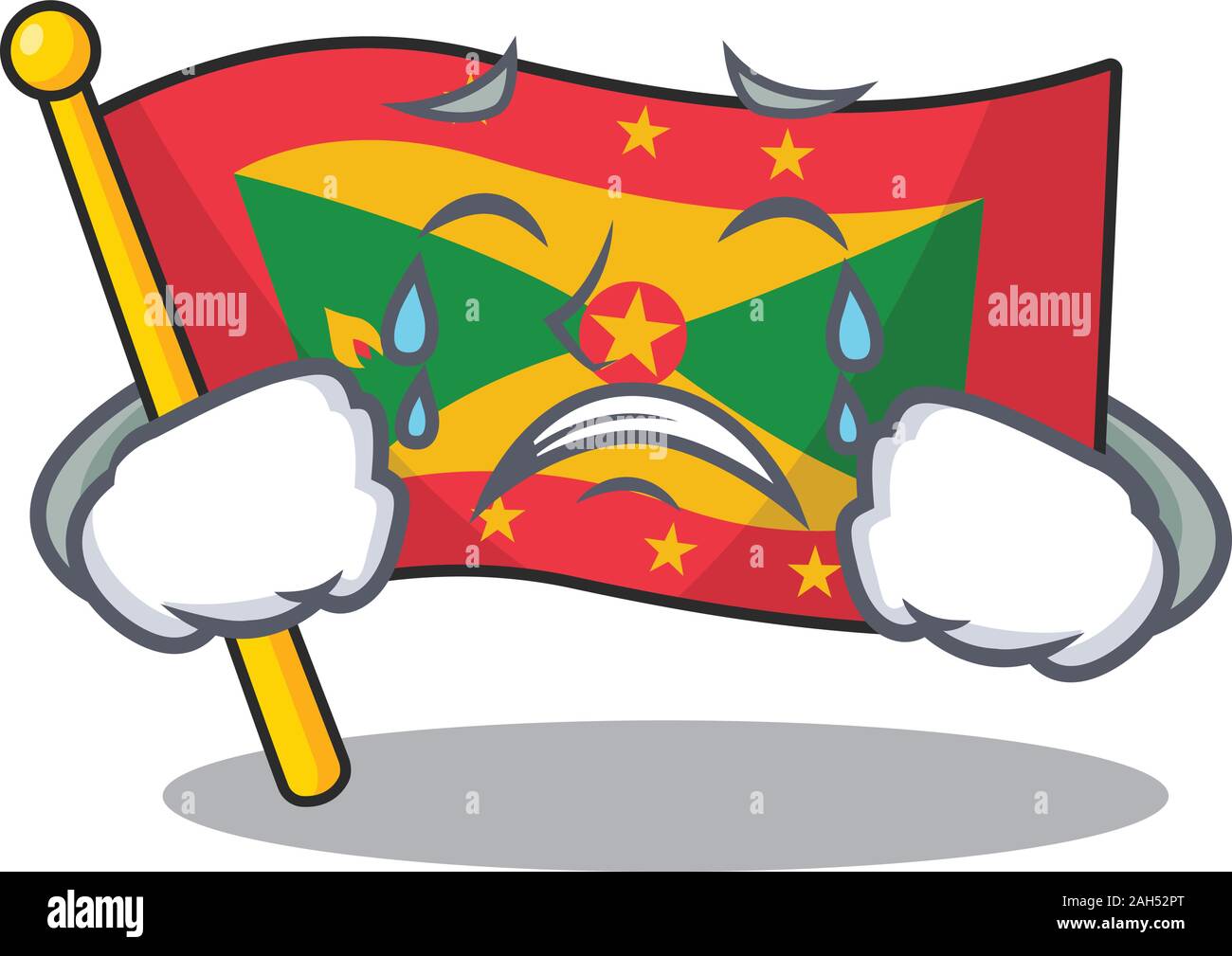 Sad Crying flag grenada Scroll cartoon character design Stock Vector ...