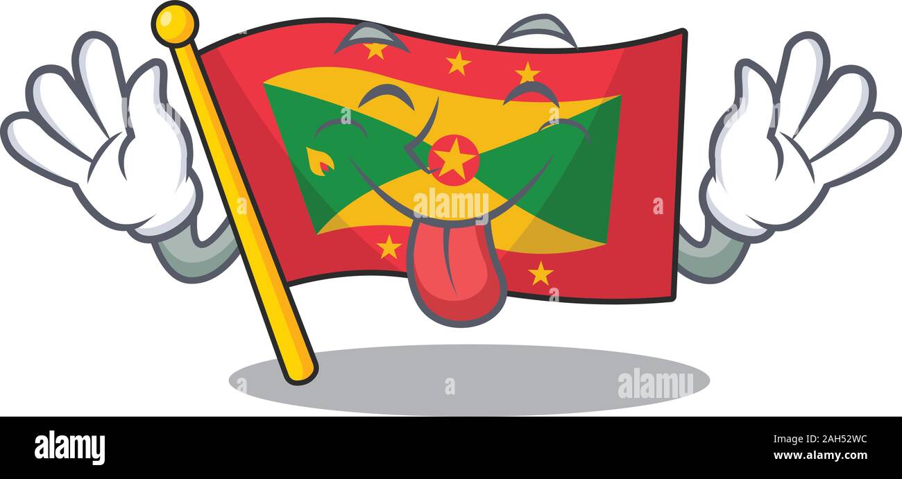 Funny face flag grenada Scroll mascot design with Tongue out Stock ...