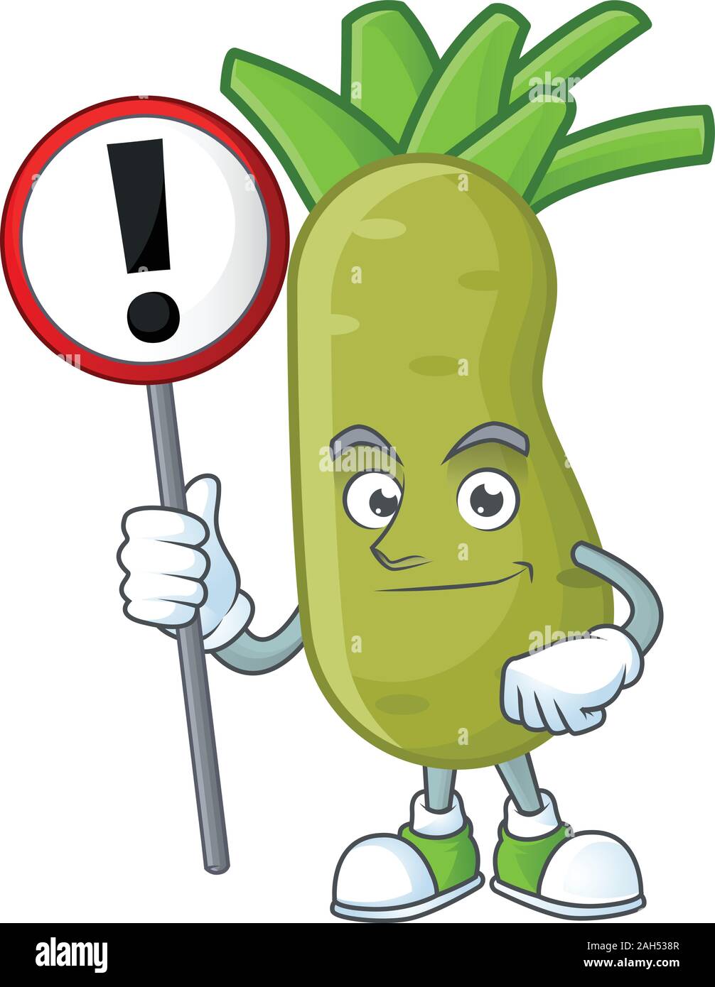 Cartoon mascot of wasabi bring sign in his hand Stock Vector Image ...