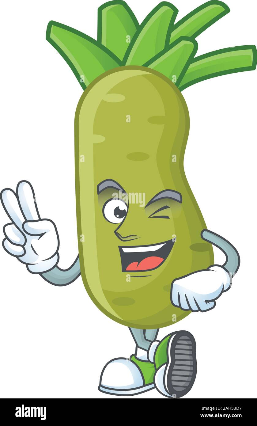 Wasabi cartoon mascot style with two fingers Stock Vector Image & Art ...