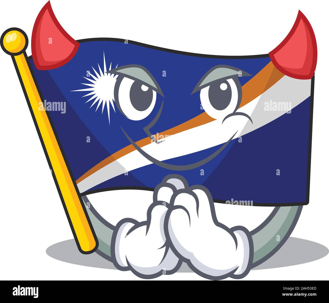 Devil Cartoon character of flag marshall island Scroll design Stock ...