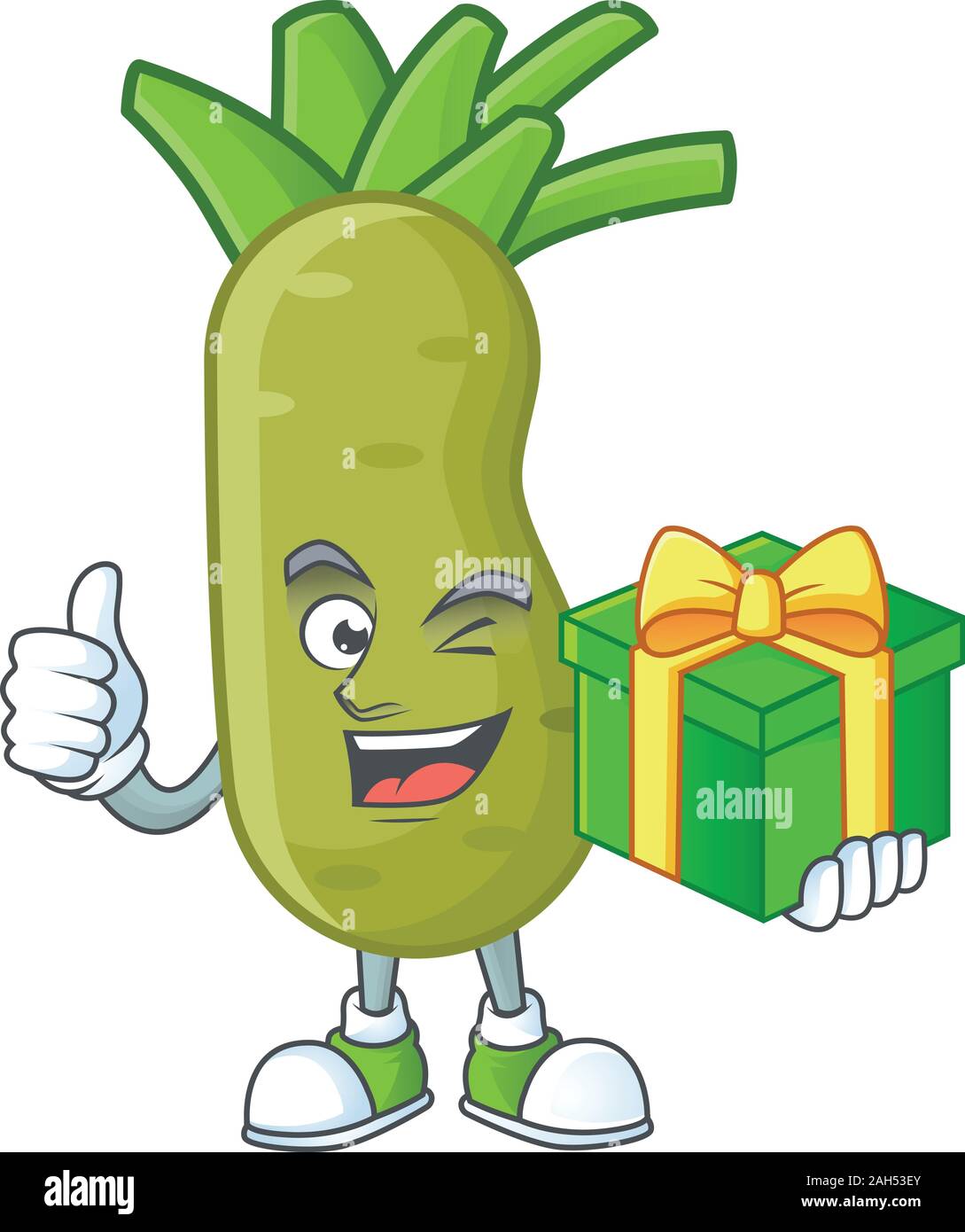 cartoon character of happy wasabi with gift box Stock Vector Image ...