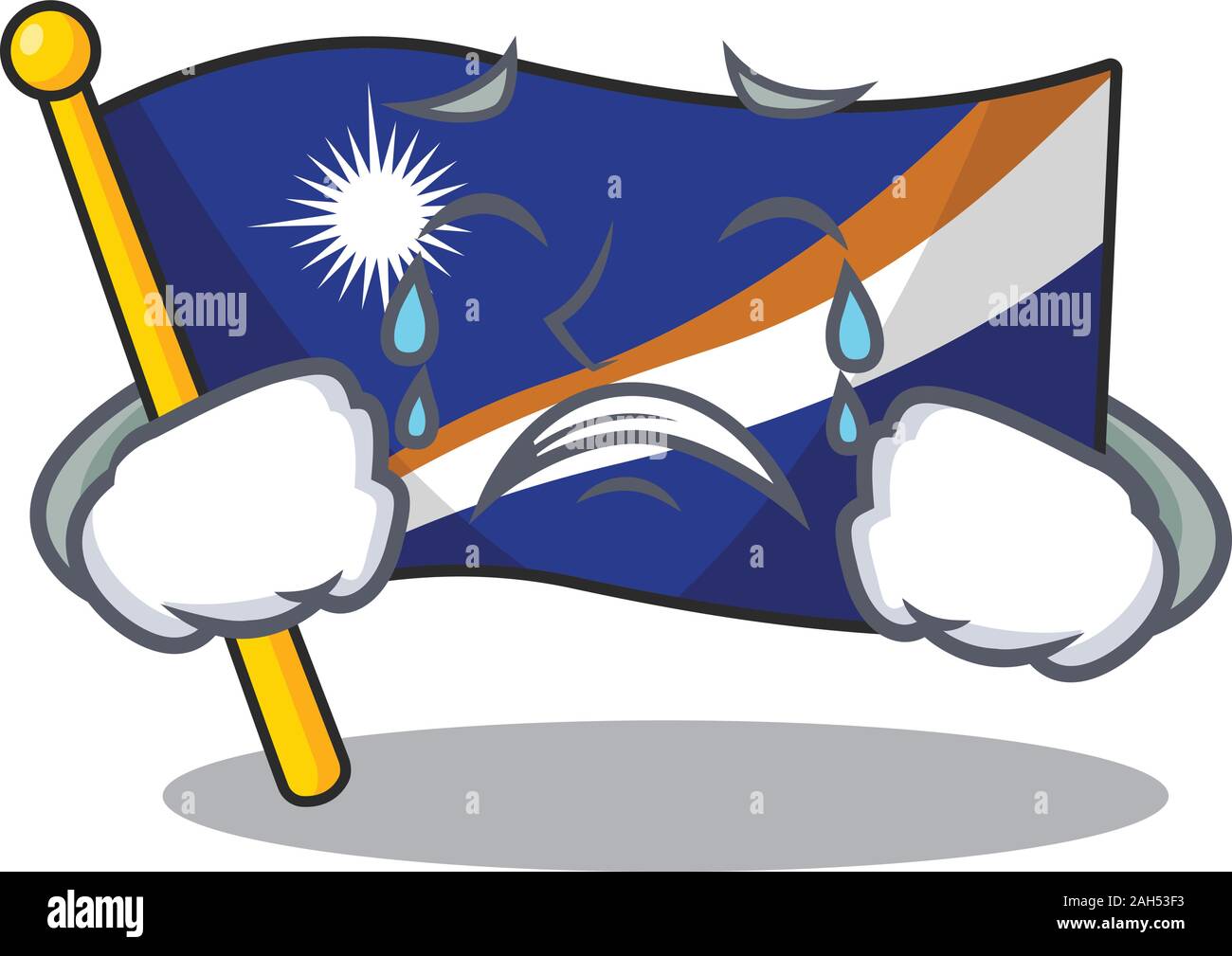 Sad Crying flag marshall island Scroll cartoon character design Stock ...