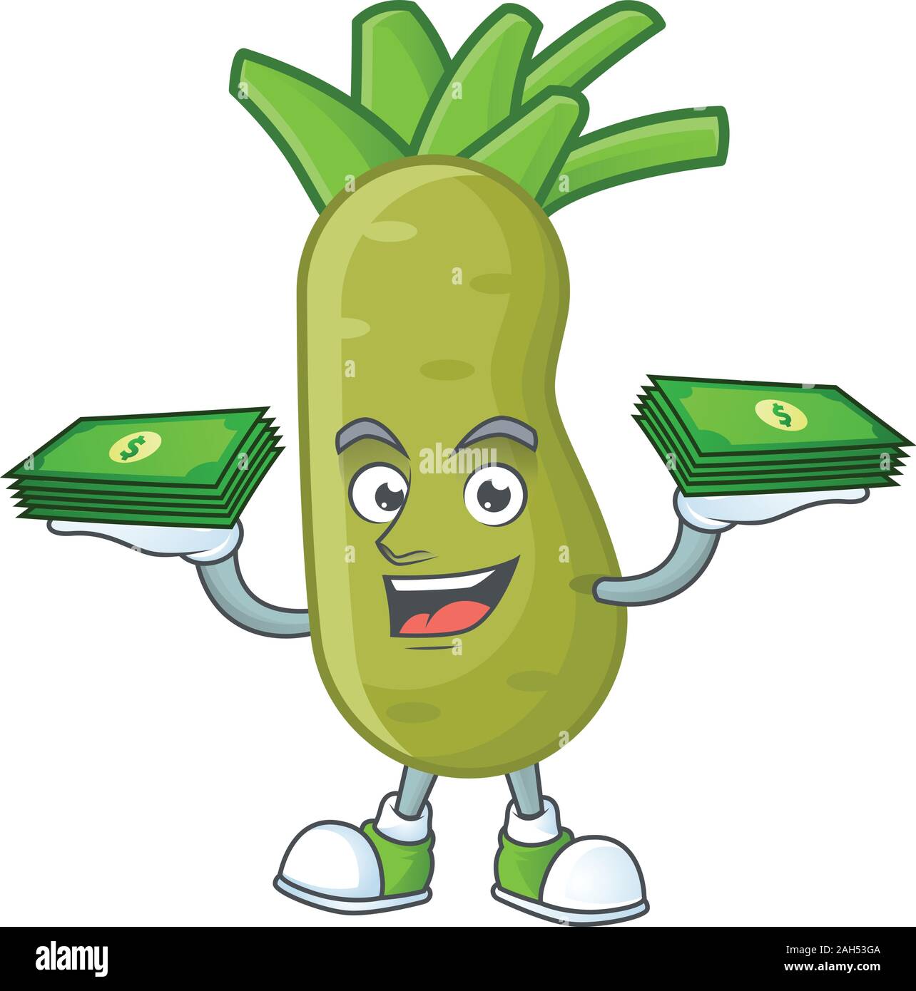 Happy face wasabi character with money on hand Stock Vector Image & Art ...