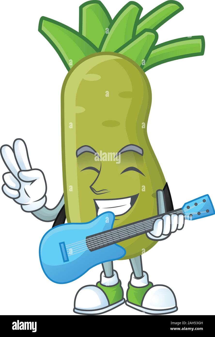 Cute and cool wasabi cartoon character performance with guitar Stock ...