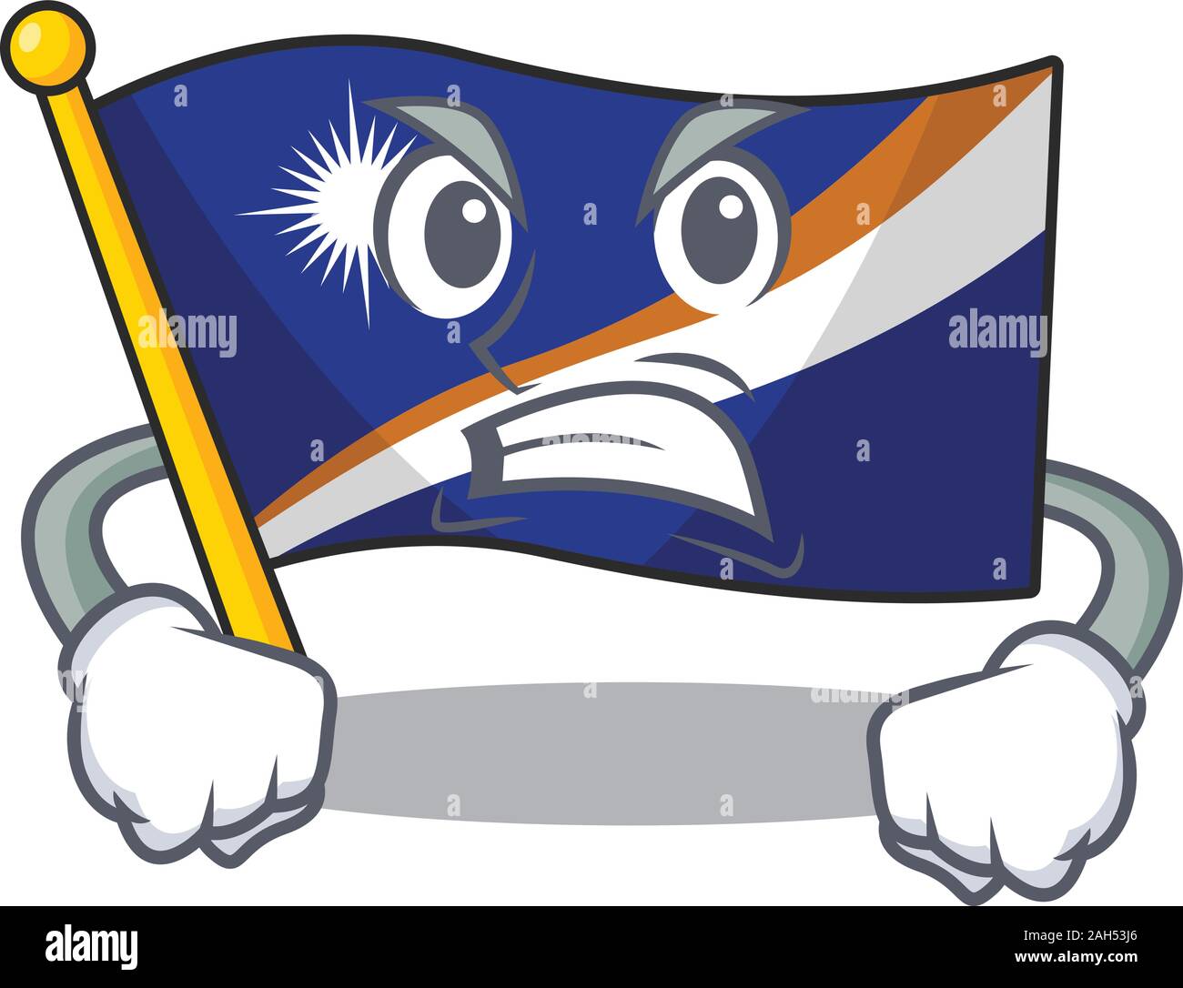 angry face flag marshall island Scroll cartoon character design Stock ...