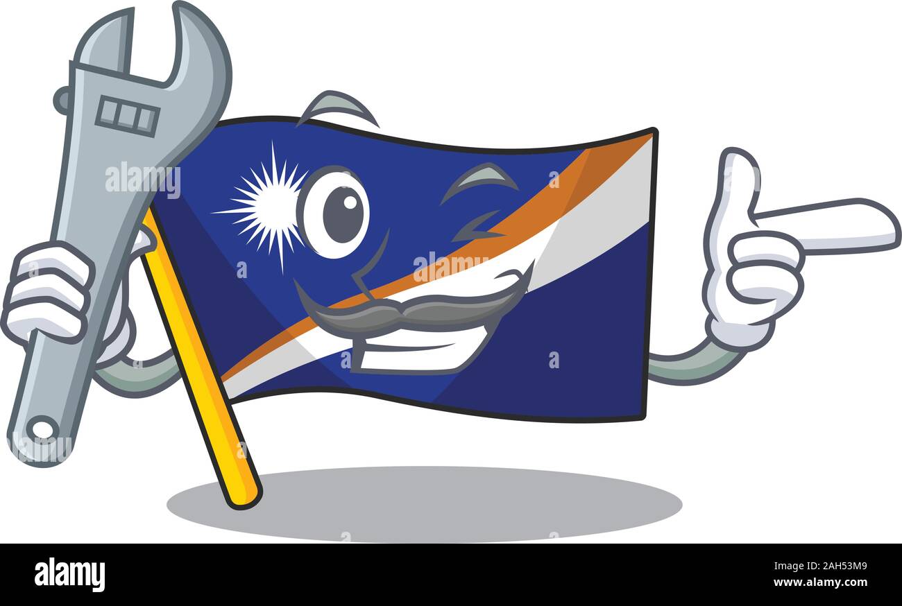 Cool Mechanic flag marshall island Scroll cartoon character design ...