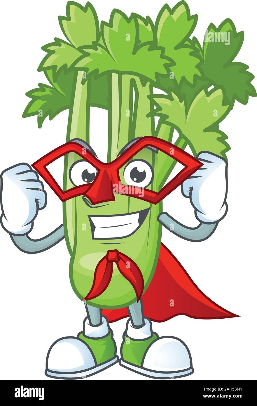 A cartoon of celery plant with Super hero costume Stock Vector Image ...