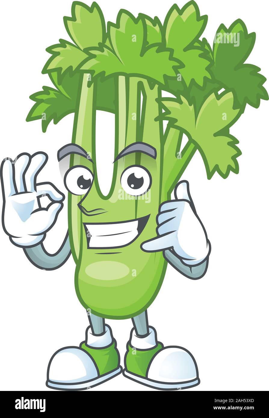 Call me cool celery plant cartoon character design Stock Vector Image ...