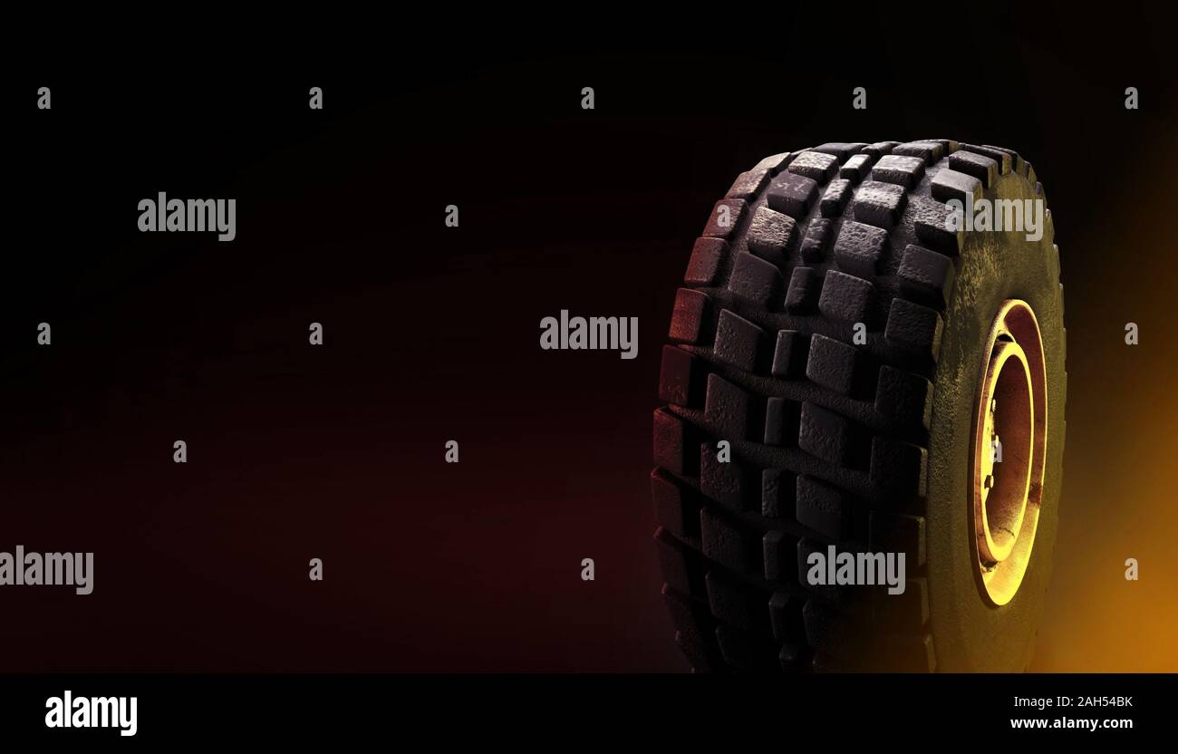 4x4 off-road vehicle tire on dark background 3d render Stock Photo - Alamy