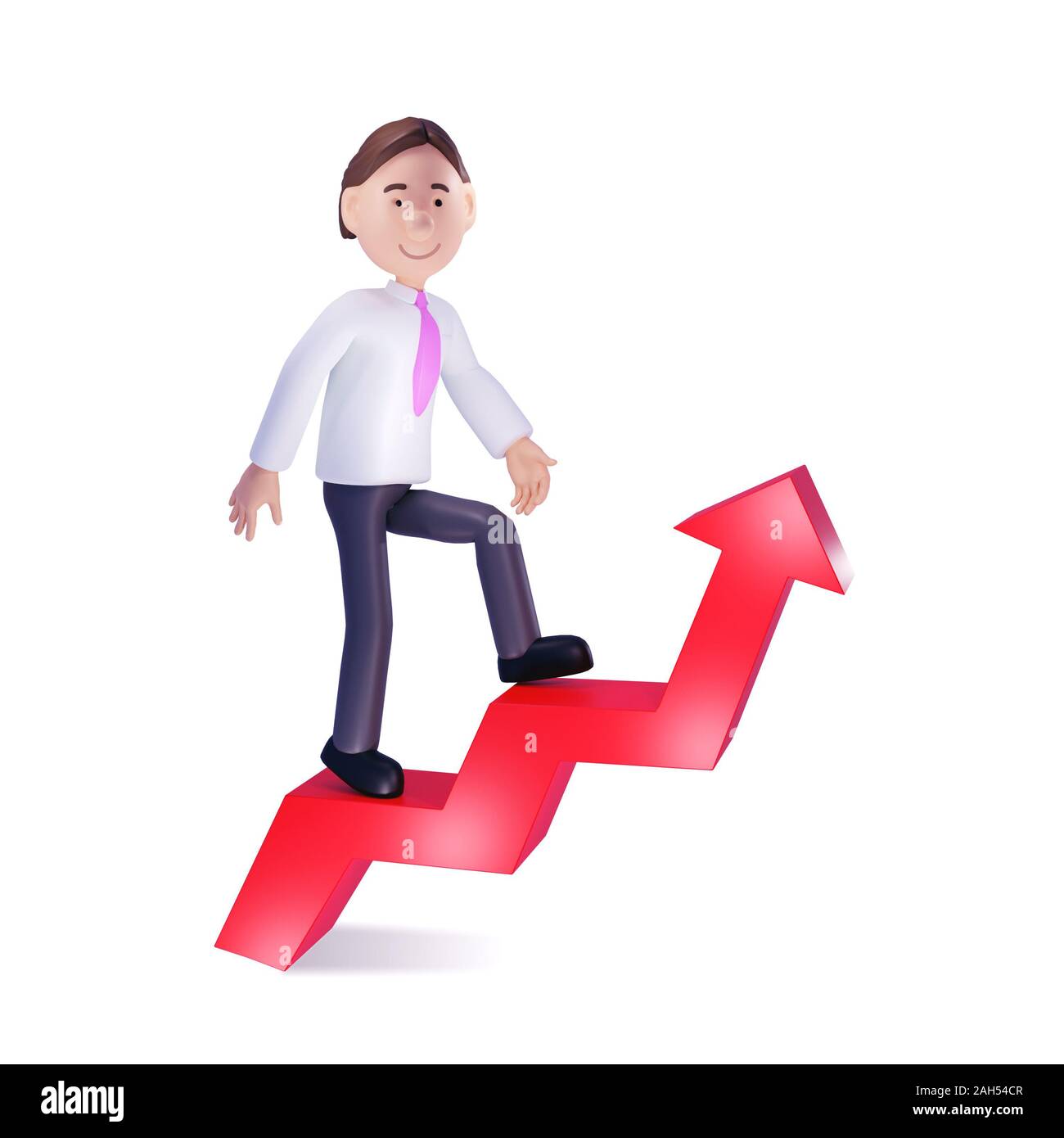 Business person climbing on red graph arrow. 3d render Stock Photo - Alamy