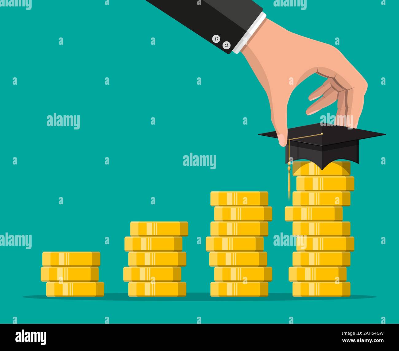 Graduation cap and gold coin Stock Vector Image & Art - Alamy